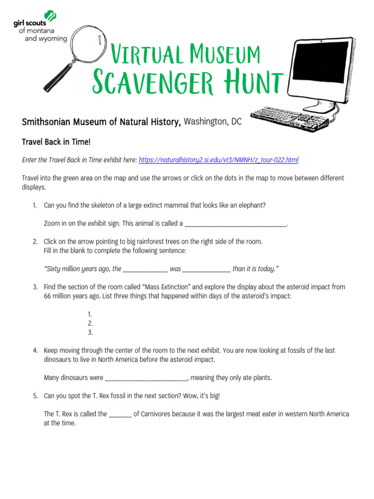 Scavenger Hunt. Smithsonian Museum of Natural History | PDF ...