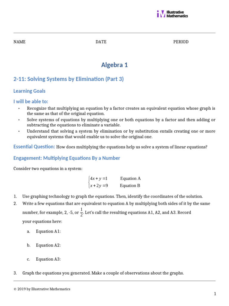 Algebra1 Lesson 2 11 IM | PDF | Equations | Algebra