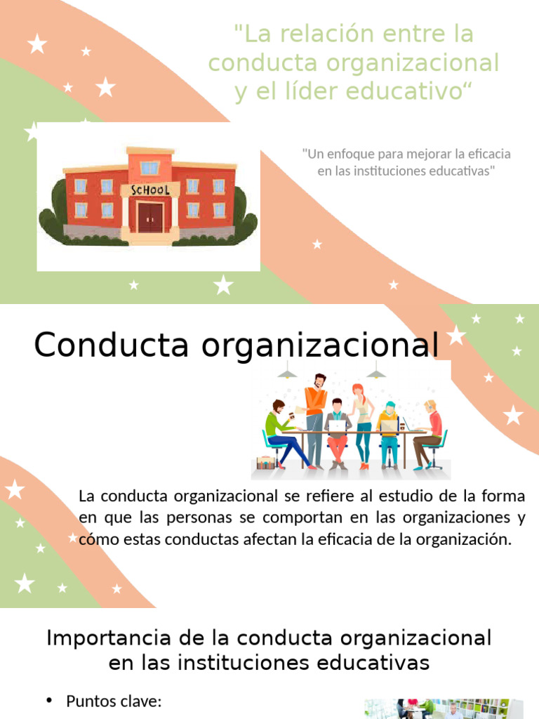 pptx La relación entre la conducta organizacional y el líder educativo | PDF | Enseñando | Liderazgo