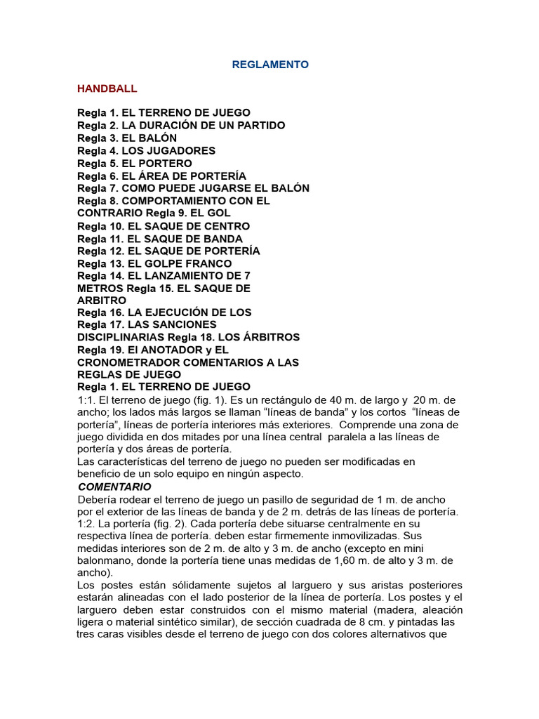 Reglamento de Handball | PDF | Deportes de equipo | Reglas y ...
