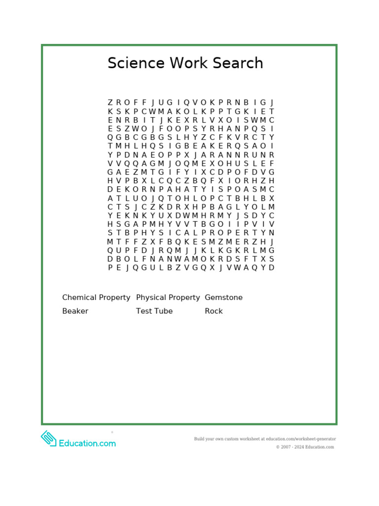 Custom Science Worksheet Generator | PDF