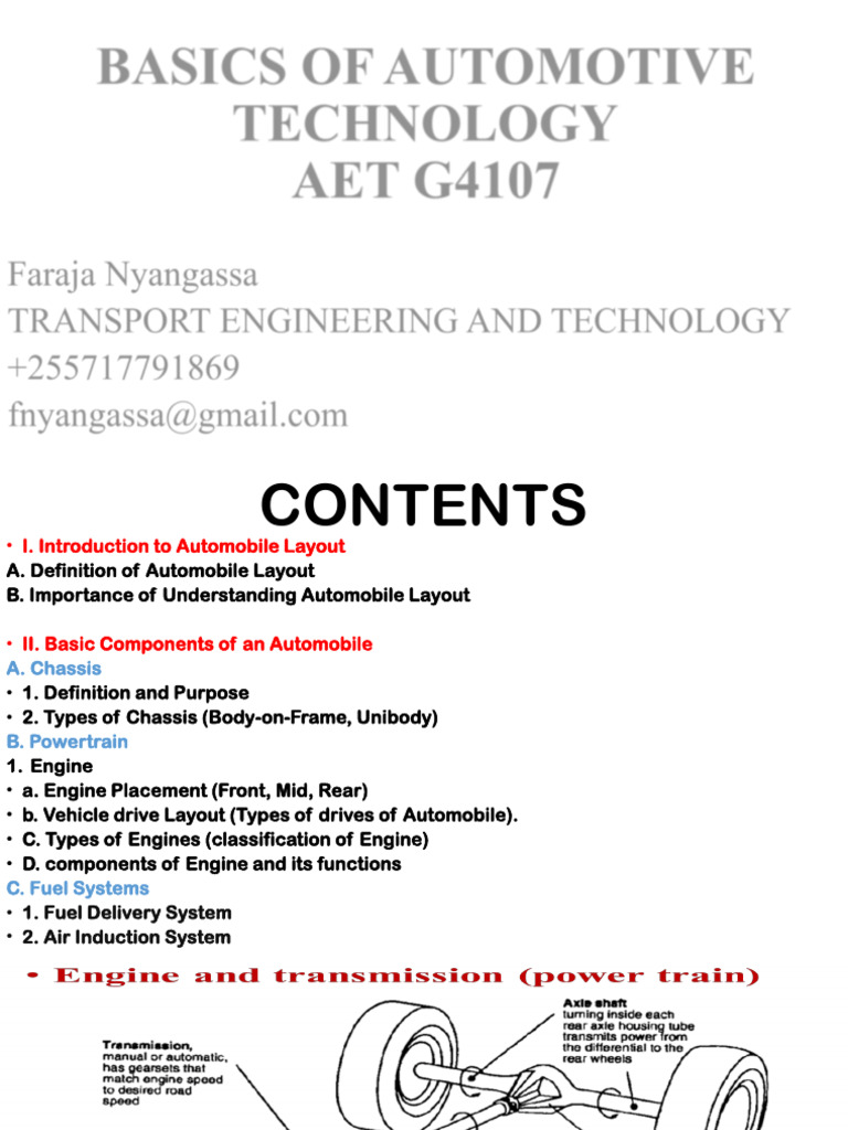 AUTOMOBILE LAYOUT NOTES Presentation No.2 | PDF | Four Wheel Drive | Axle