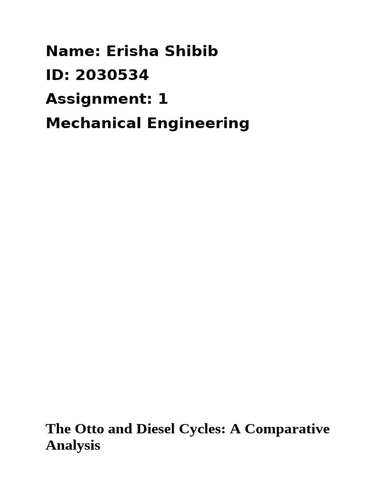 assignment-1_mechanical-engineering | PDF | Diesel Engine | Engines