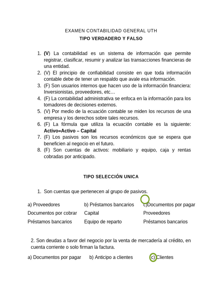 Examen de Contabilidad General UTH | PDF | Contabilidad | Bancos
