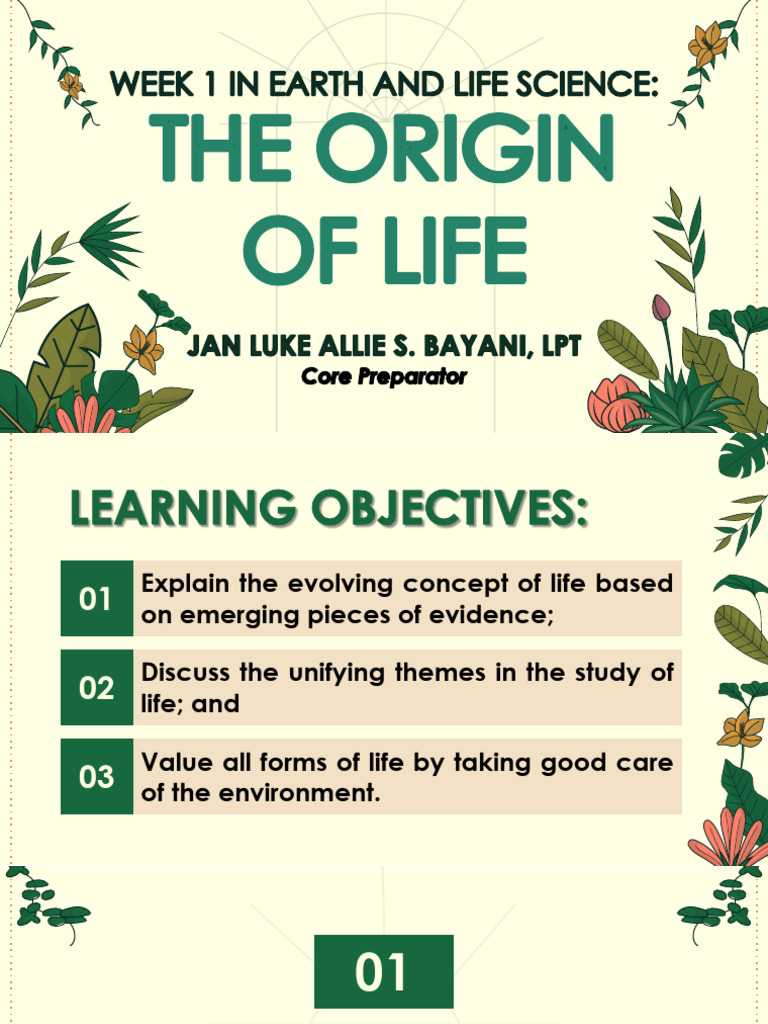 WEEK 1 - THE ORIGIN OF LIFE | PDF | Life | Organisms