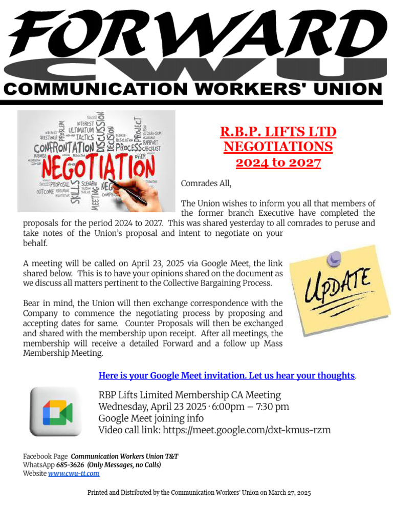 Cwu and RBP Negotiations | PDF