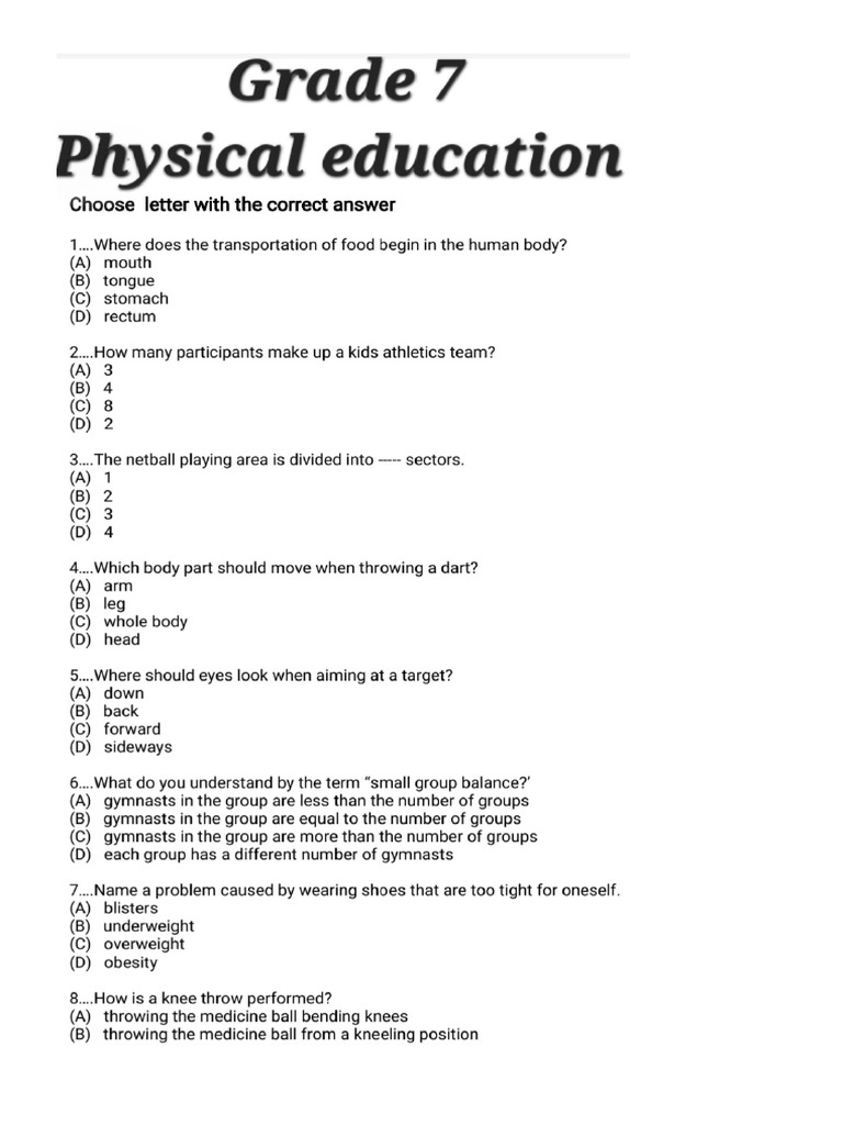 Grade 7 PE Test | PDF