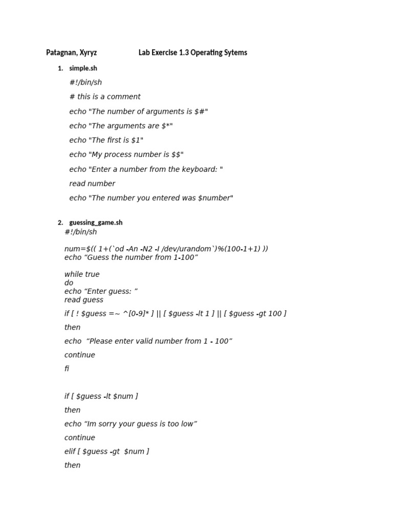 Lab Exercise: Shell Script Basics | PDF