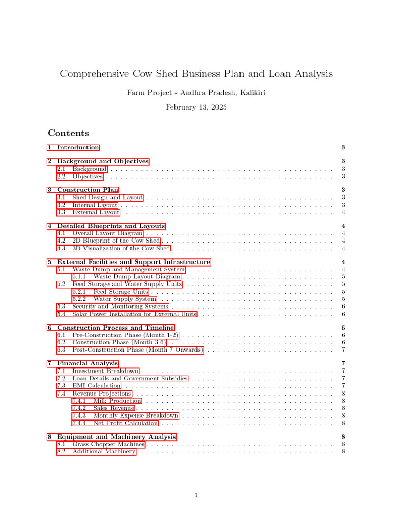 Cow Shed Business Plan for 20 Cows | PDF | Dairy | Recycling