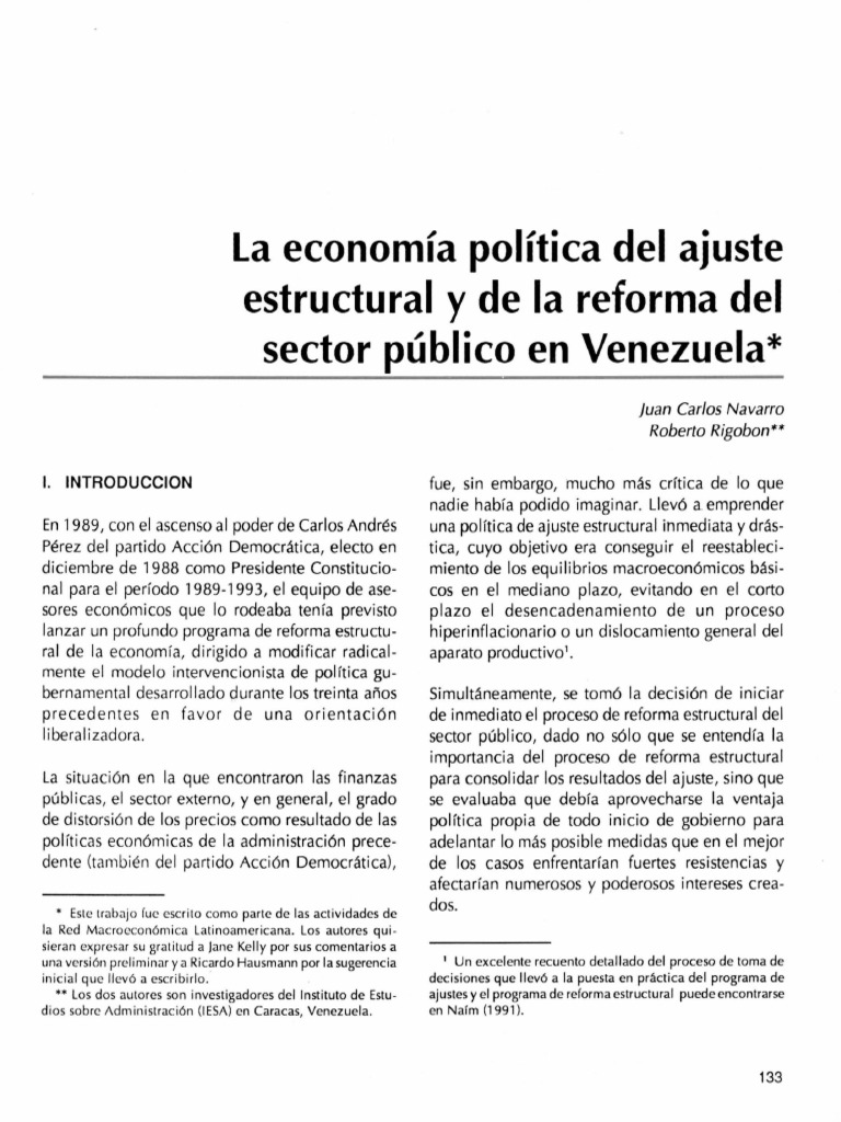 Co Eco Octubre 1992 Navarro y Rigobon | PDF | Inflación | Balance ...