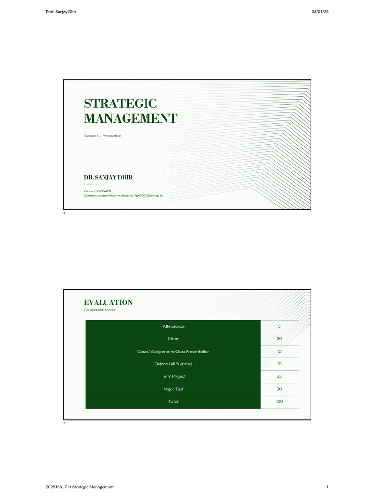 Strategic Management Course Overview | PDF