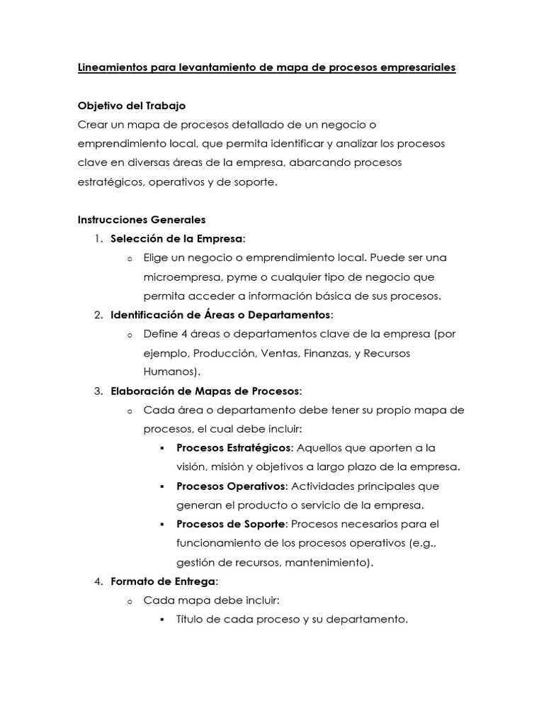 Lineamientos para Levantamiento de Mapa de Procesos Empresariales | PDF ...
