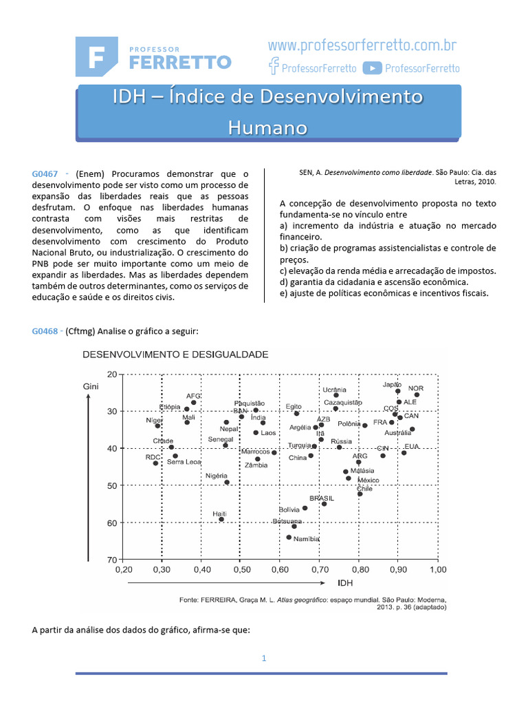 IDH - Índice de Desenvolvimento Humano | PDF | Índice de ...