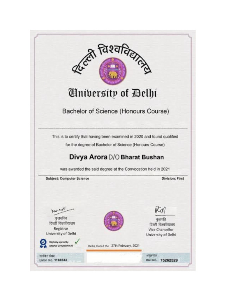 Divya - Arora Degree | PDF