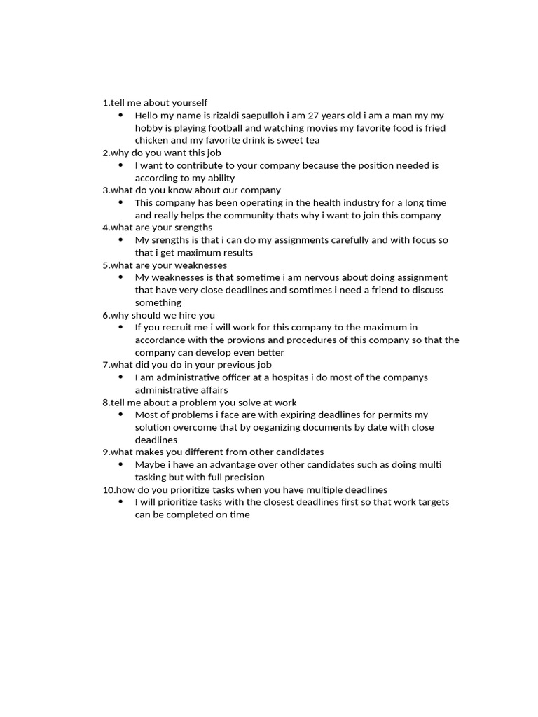 common job interview questions | PDF