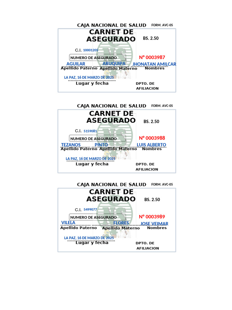 Formulario AVC-05 de Asegurados | PDF
