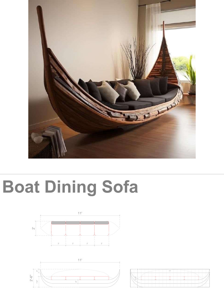 11' Boat Dining Sofa Design Plan | PDF