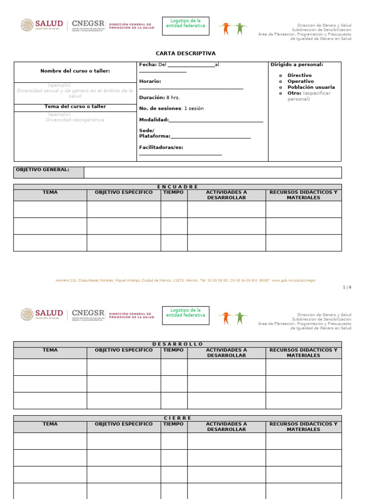 Carta Descriptiva | PDF