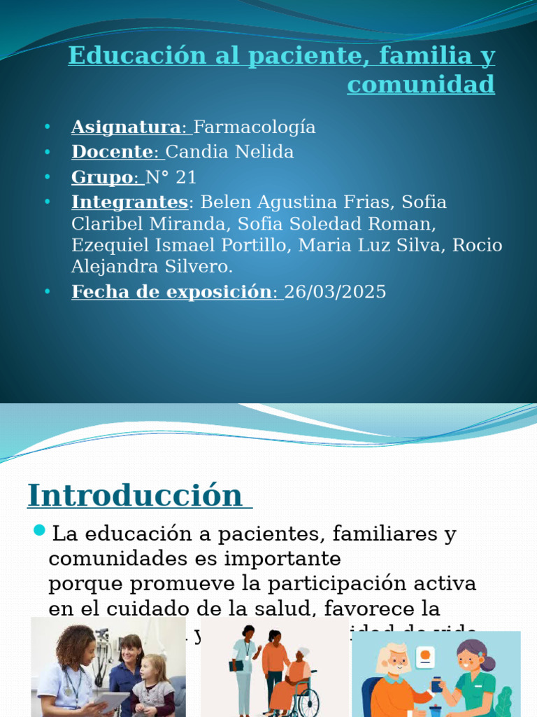 Educación Al Paciente, Familia y Comunidad Farmaco | PDF