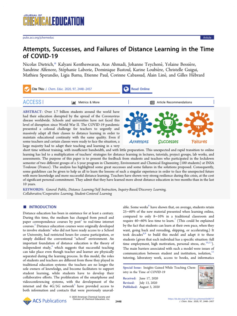 Dietrich Et Al 2020 Attempts Successes and Failures of Distance ...