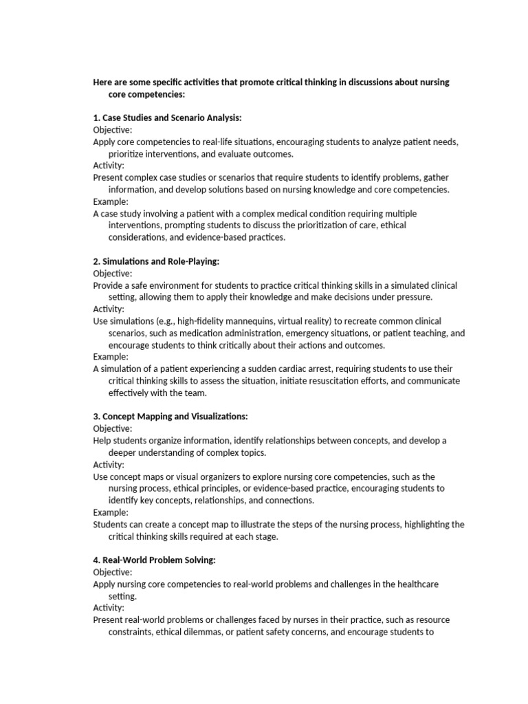 ACTIVITIES | PDF | Nursing | Critical Thinking