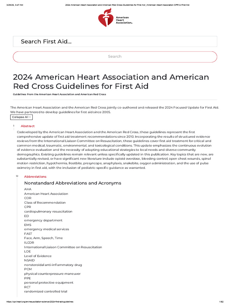 2024 American Heart Association and American Red Cross Guidelines For ...