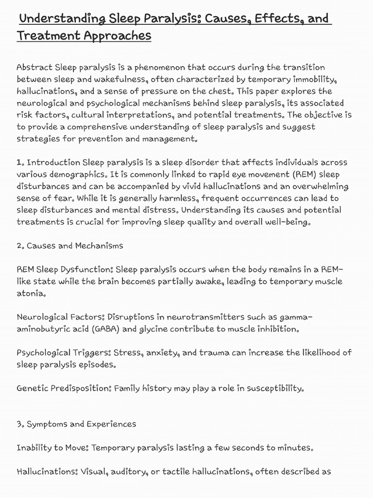 Research Paper On Sleep Paralysis | PDF