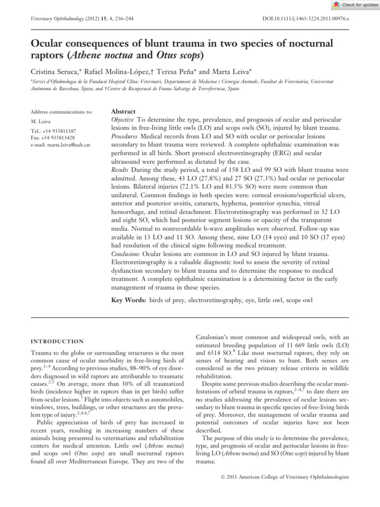 Artigo 01 - Veterinary Ophthalmology - 2011 - Seruca - Ocular Consequences of Blunt Trauma in ...