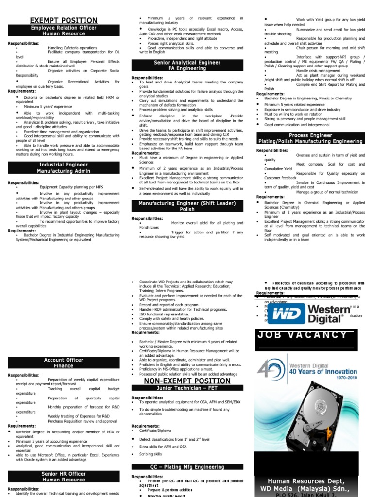 WD Job Flyers | PDF | Engineer | Engineering
