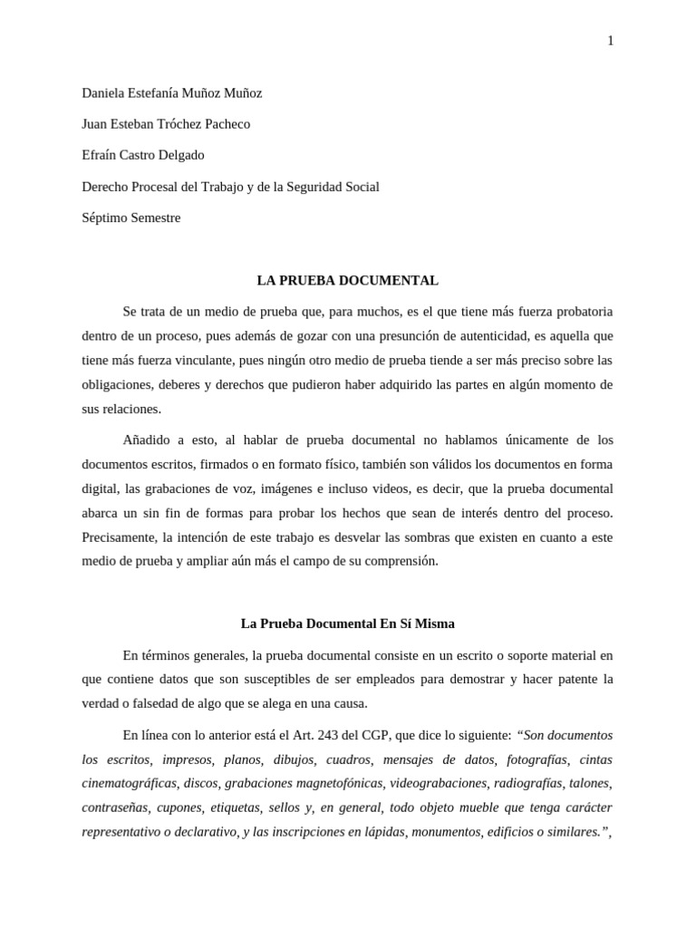 Prueba Documental | PDF | Evidencia (ley) | Ley común