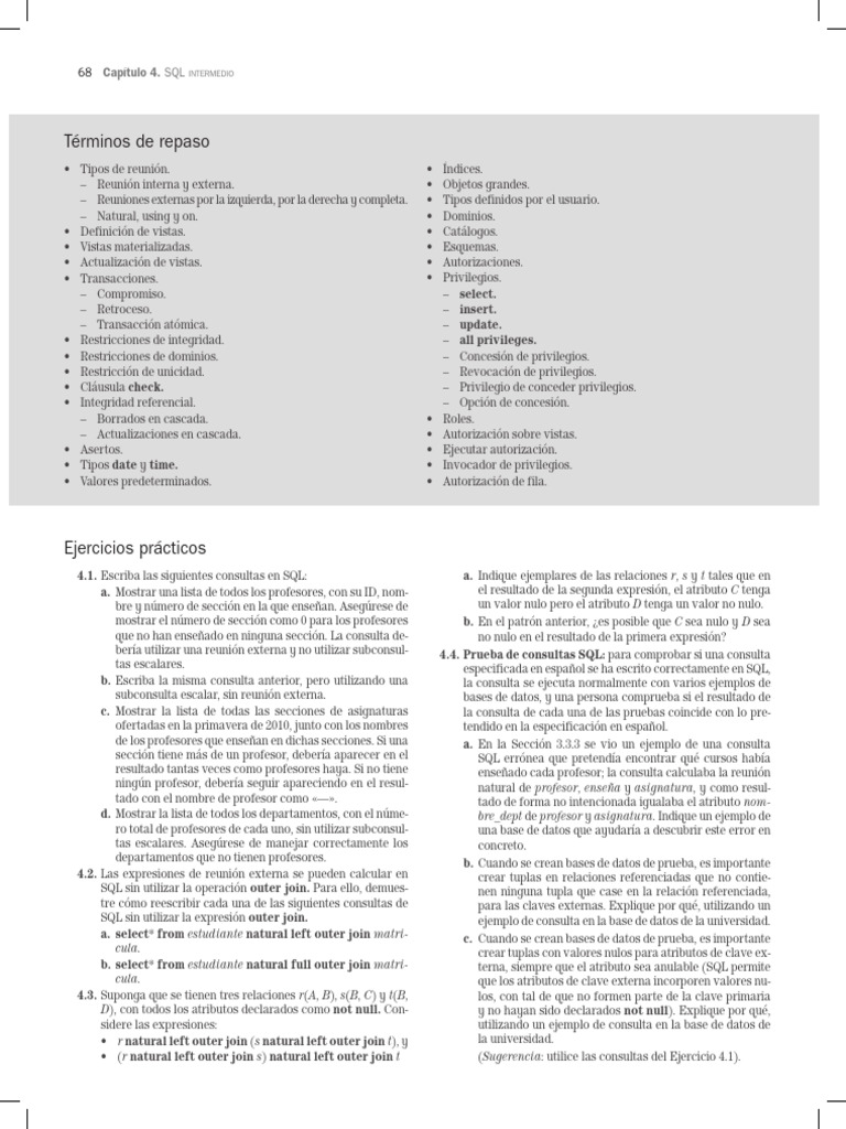 Términos de Repaso: Capítulo 4 | PDF | SQL | Recuperación de información