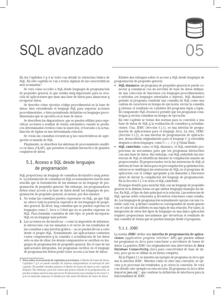 SQL Avanzado: 5.1. Acceso A SQL Desde Lenguajes de Programación | PDF ...