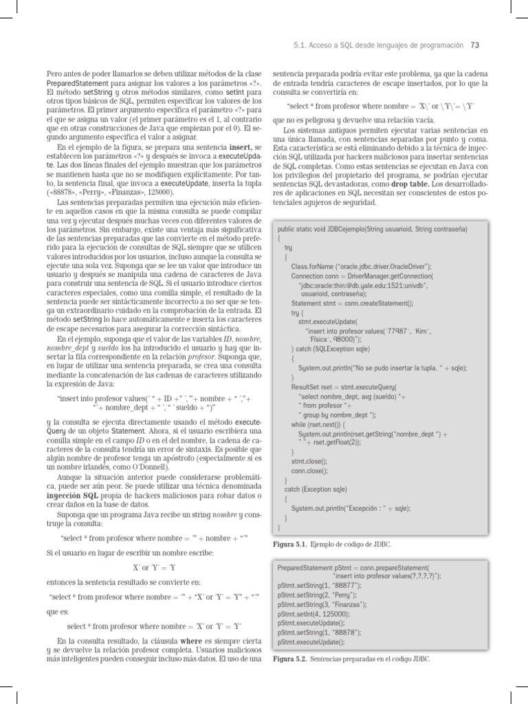 Insert,: 5.1. Acceso A SQL Desde Lenguajes de Programación | PDF | SQL | Programación de ...