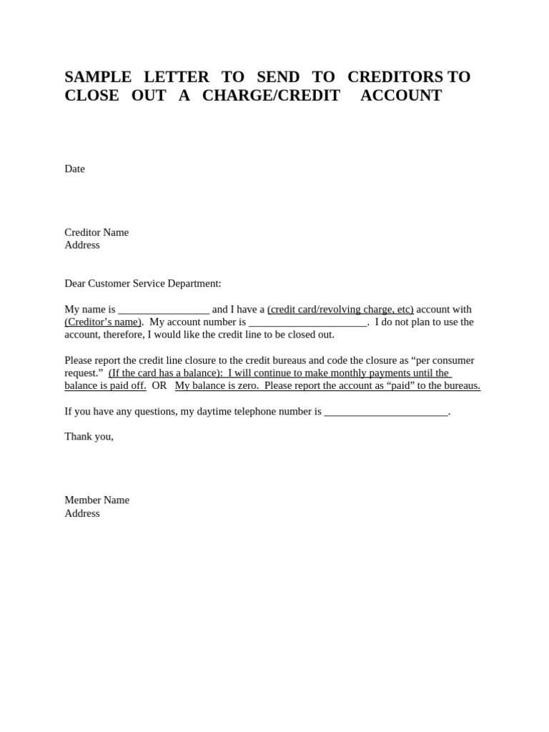 Letter To Shutdown Credit Line | PDF