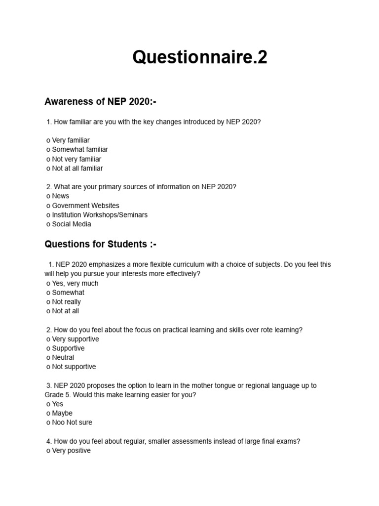 Akshay questionnaire.2 | PDF