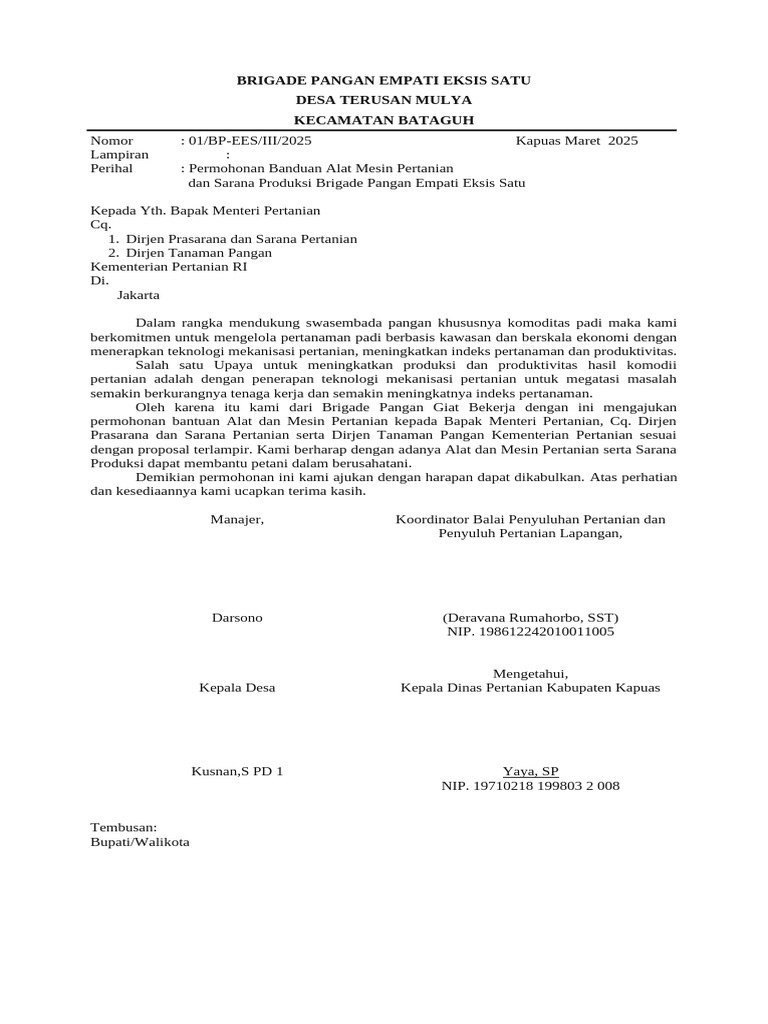 Proposal Alsintan BP Giat Bekerja NEW | PDF