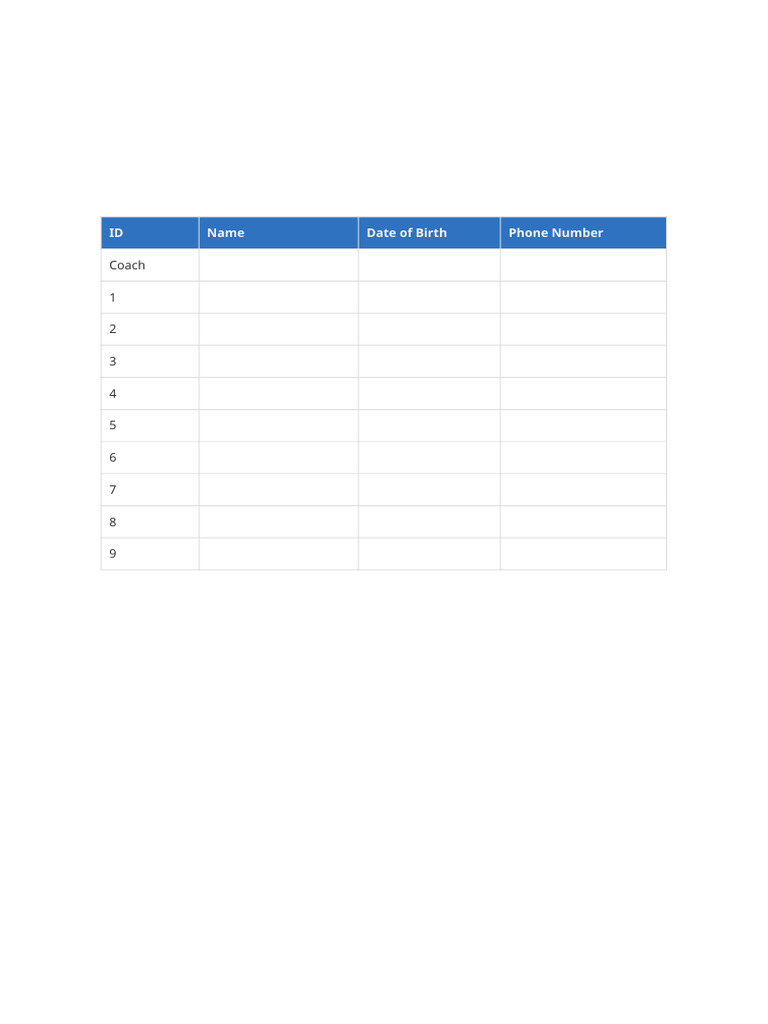 Structured Personal Information Table | PDF