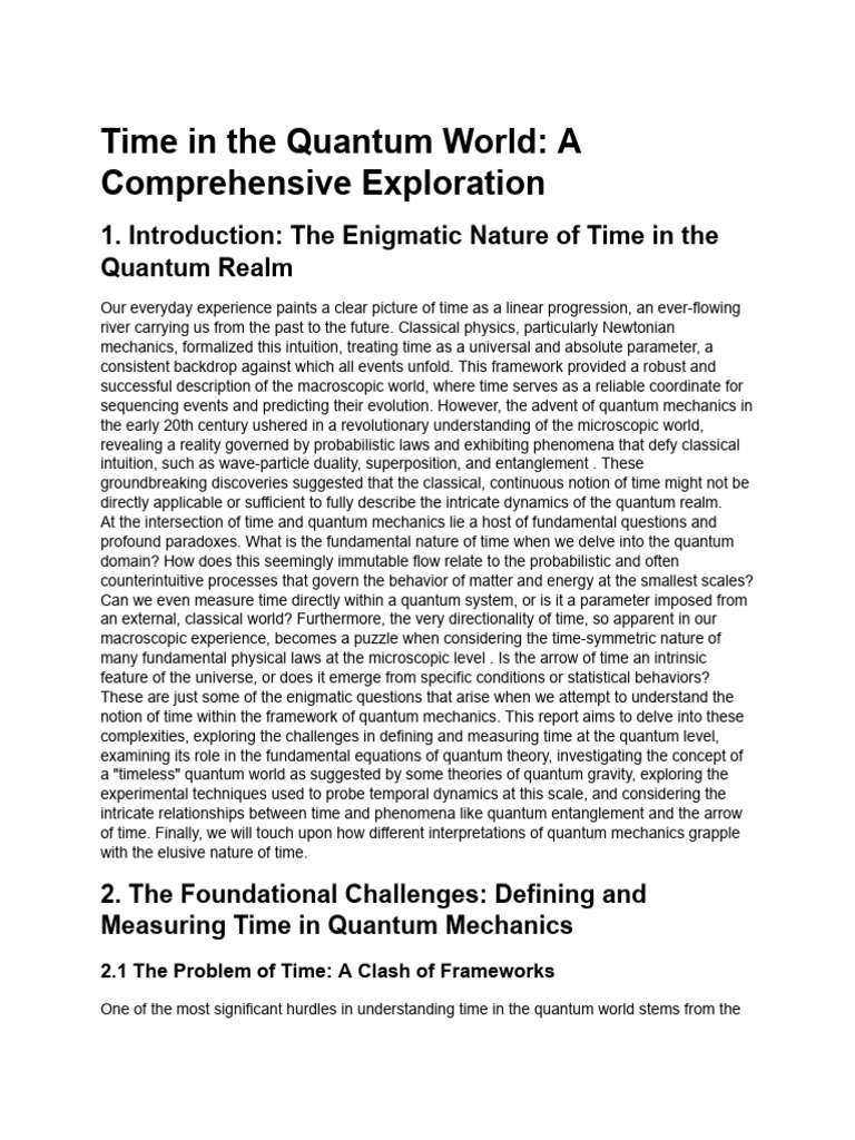 Quantum Time: Concepts and Theories | PDF | Quantum Mechanics | Time