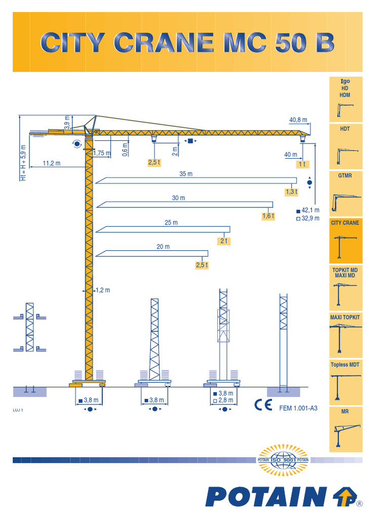 Potain Tower Cranes Spec 931da1 | PDF