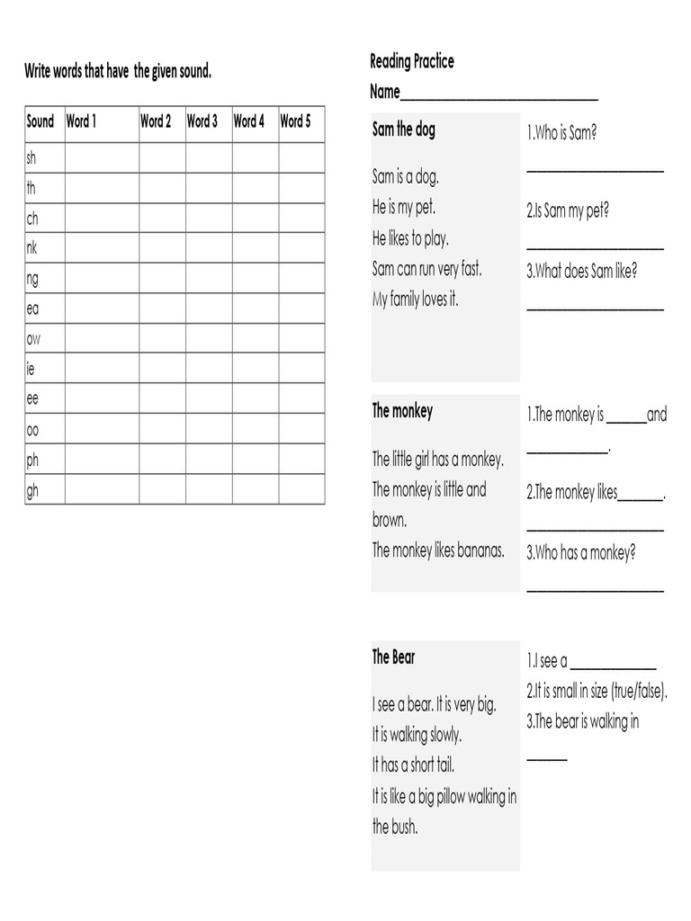 Grade 1 Reading Comprehension Exercises | PDF | Zoology