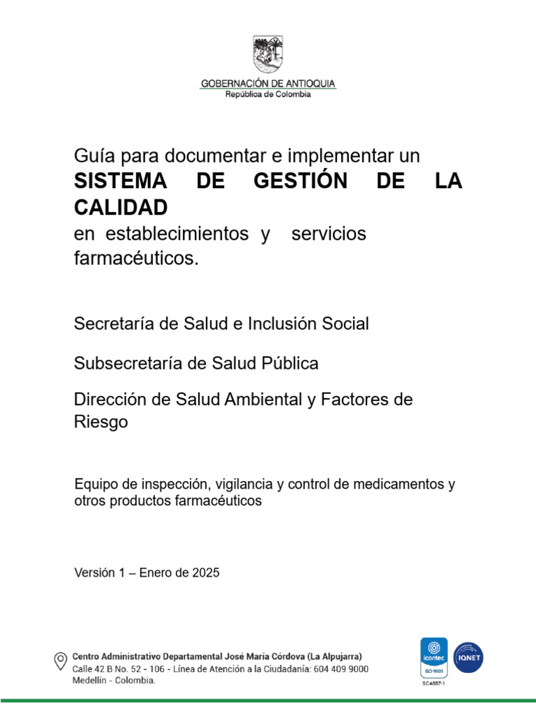 34-Guía Implementación SGC V1 ENERO 2025 | PDF | Sistema de manejo de calidad | Calidad (comercial)