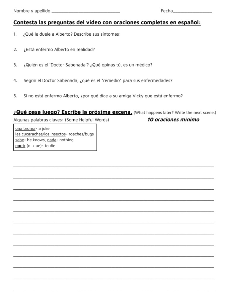 Dialogo en vivo Unidad 9 preguntas | PDF