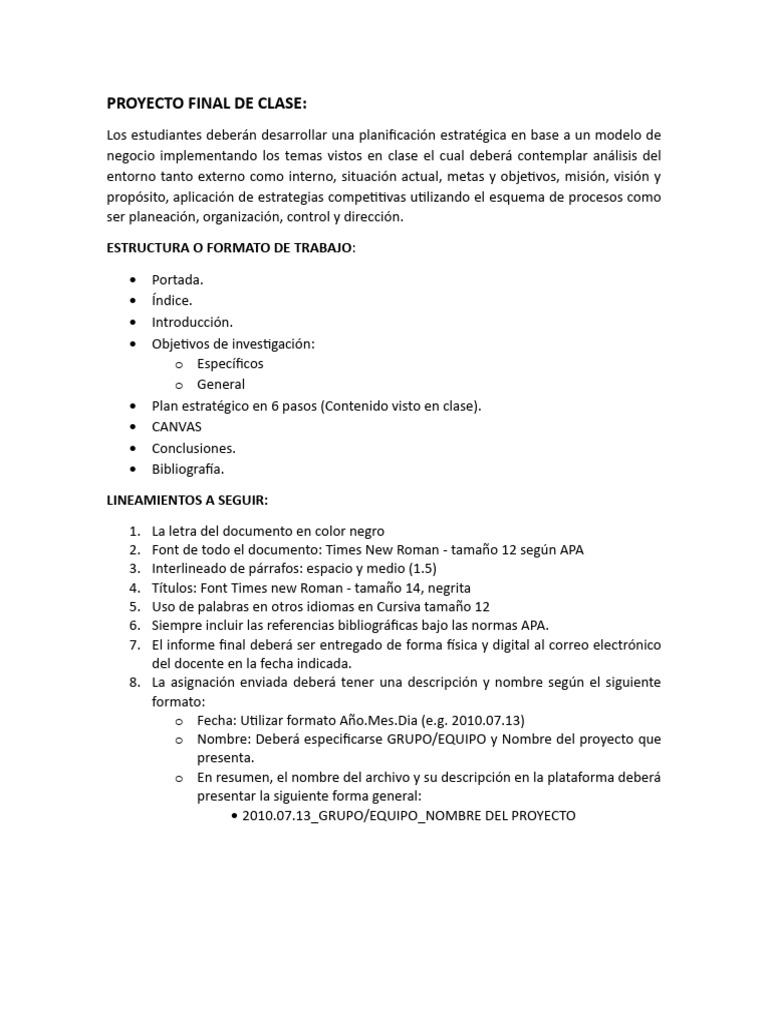 Proyecto Final de Clase | PDF