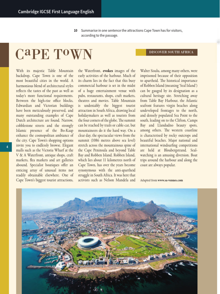 Note Taking - Cape Town - Igcse ESL | PDF | Cape Town