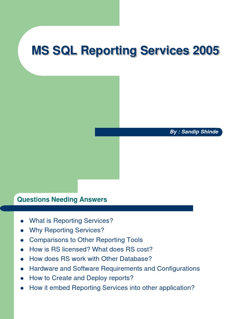 MS SQL Reporting Services 2005 | PDF | Microsoft Sql Server | Web Service