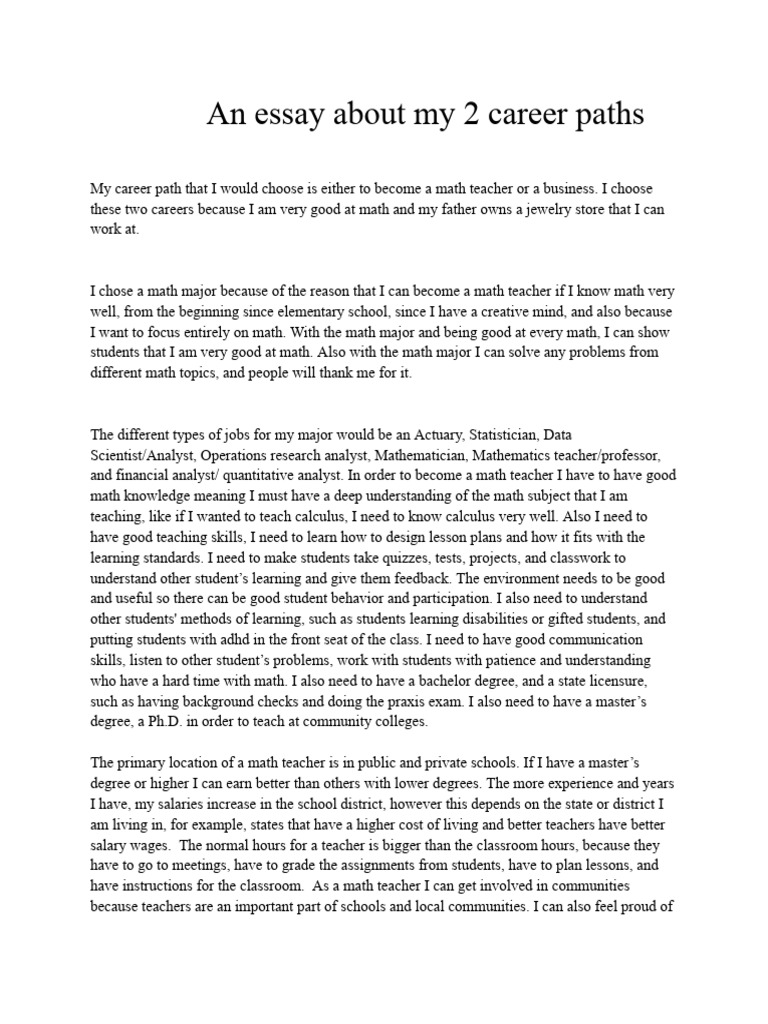 Career Paths: Math Teacher vs. Business | PDF | Cost Of Living ...
