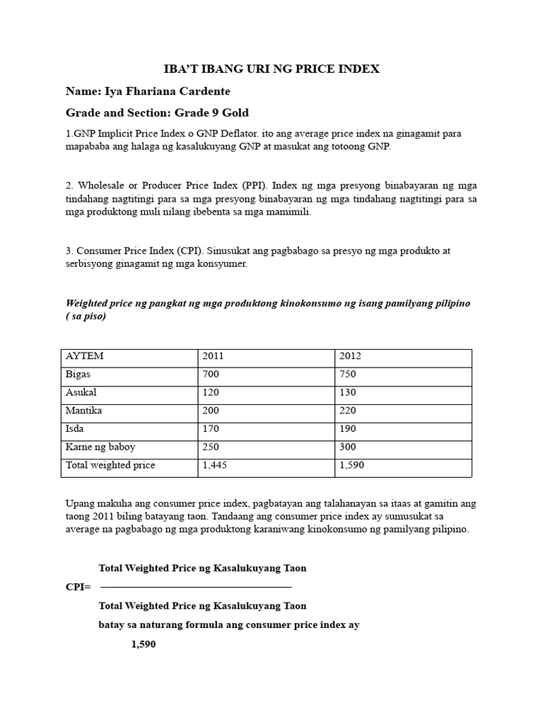 IBA’T IBANG URI NG PRICE INDEX | PDF