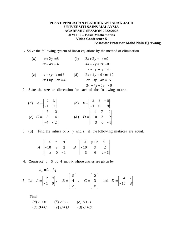 JIM 105 Basics Mathematics AS 2022_2023 WebEx 5 | PDF