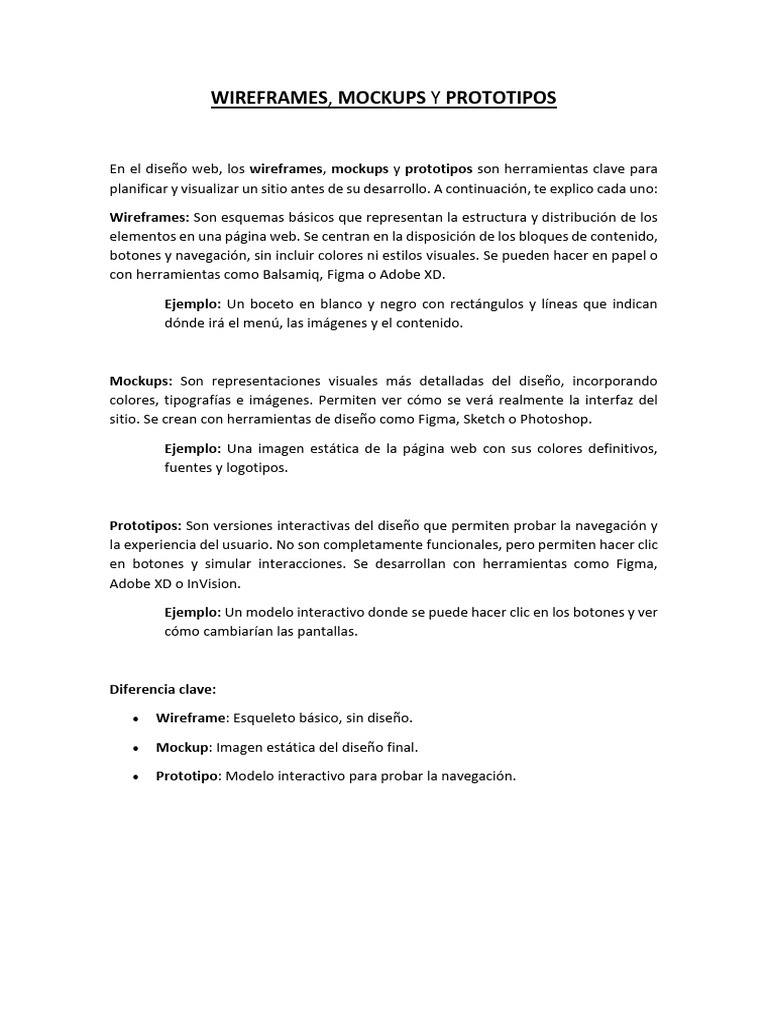 Wireframes, Mockups y Prototipos Web | PDF