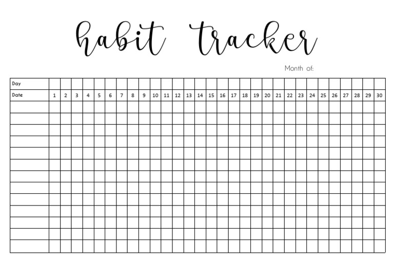 Habit Tracker 30 Days A4 Size 2 | PDF